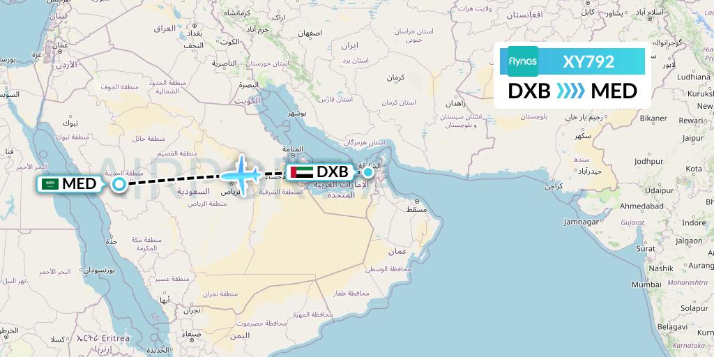 XY792 Flight Status Flynas: Dubai to Medina (KNE792)