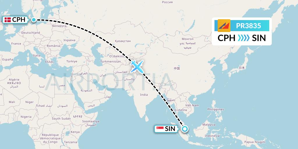 PR3835 Flight Status Philippine Airlines: Copenhagen to Singapore (PAL3835)