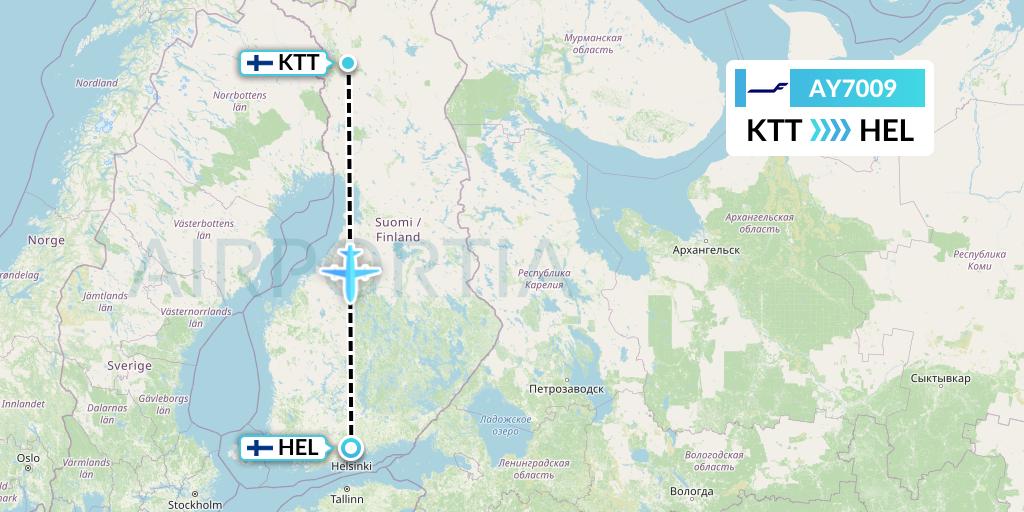 AY7009 Flight Status Finnair: Kittila to Helsinki (FIN7009)