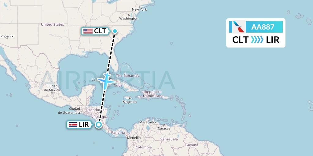 AA887 Flight Status American Airlines: Charlotte to Liberia (AAL887)