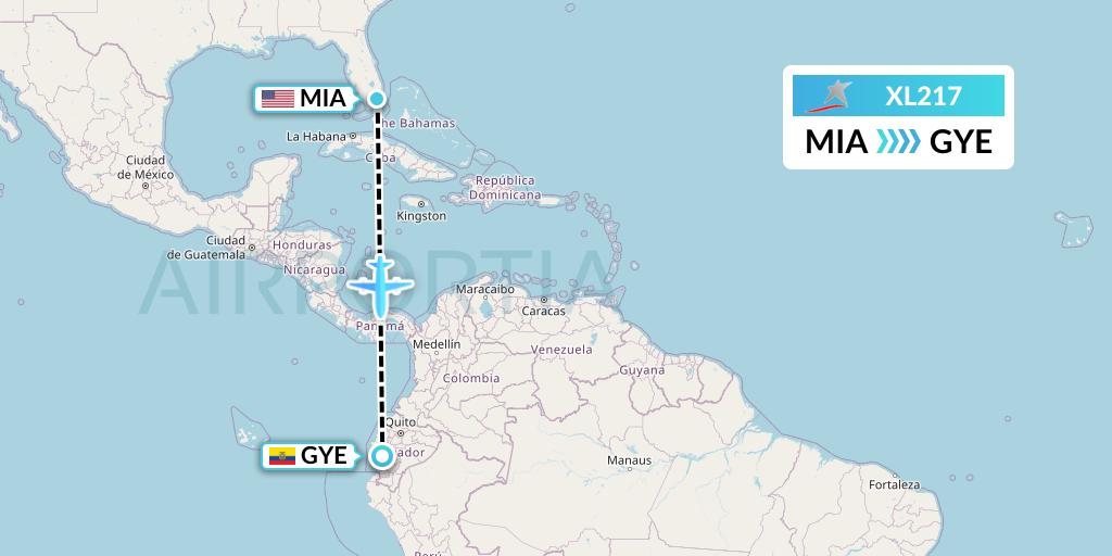 XL217 Flight Status LATAM Airlines Ecuador: Miami to Guayaquil (LNE217)