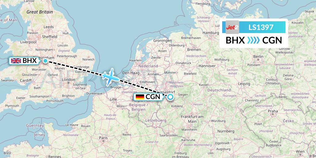 LS1397 Flight Status Jet2: Birmingham to Cologne (EXS1397)