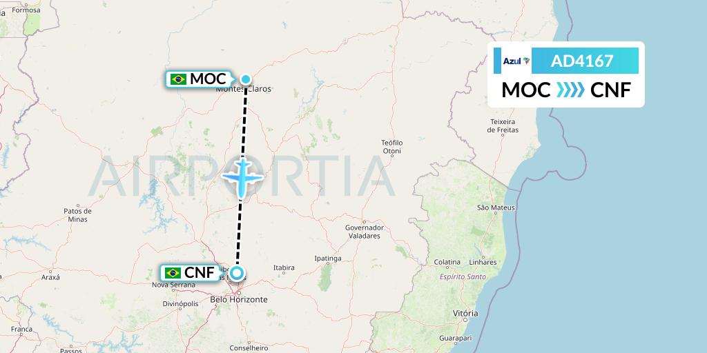 AD4167 Flight Status Azul Brazilian Airlines: Montes Claros to Belo ...