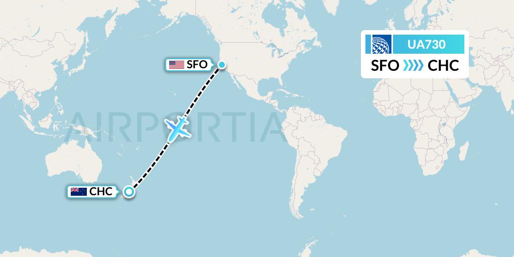 UA730 Flight Status United Airlines: San Francisco to Christchurch (UAL730)