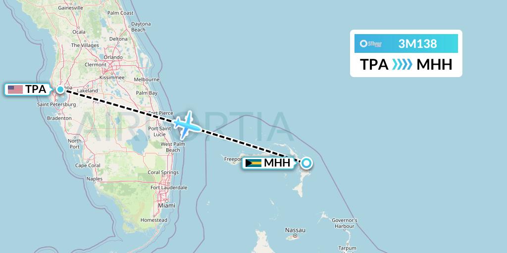 3M138 Flight Status Silver Airways: Tampa to Marsh Harbour (SIL138)