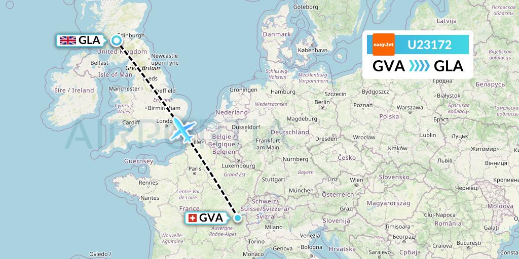 U23172 Flight Status EasyJet: Geneva to Glasgow (EZY3172)