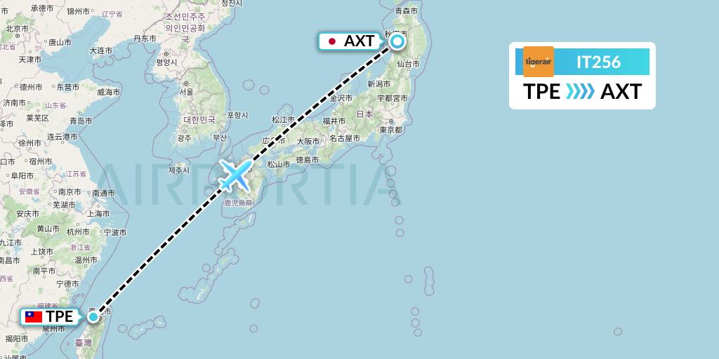 IT256 Flight Status Tigerair Taiwan: Taipei to Akita (TTW256)