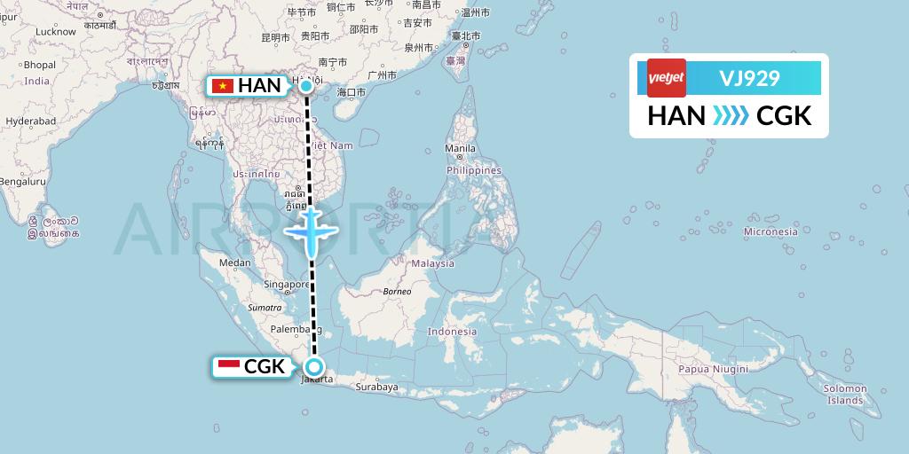 VJ929 Flight Status VietJet Air: Hanoi to Jakarta (VJC929)