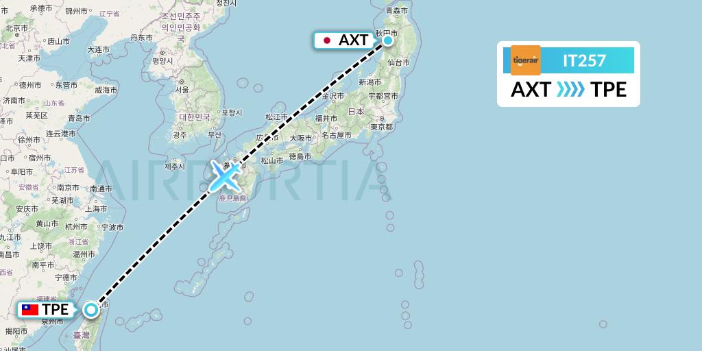 IT257 Flight Status Tigerair Taiwan: Akita to Taipei (TTW257)