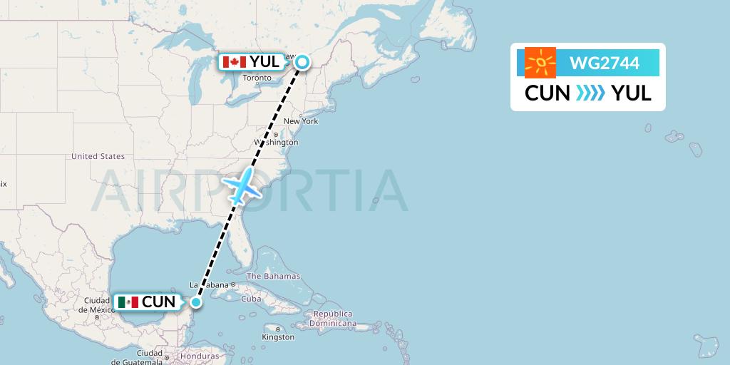 WG2744 Flight Status Sunwing Airlines: Cancun to Montreal (SWG2744)