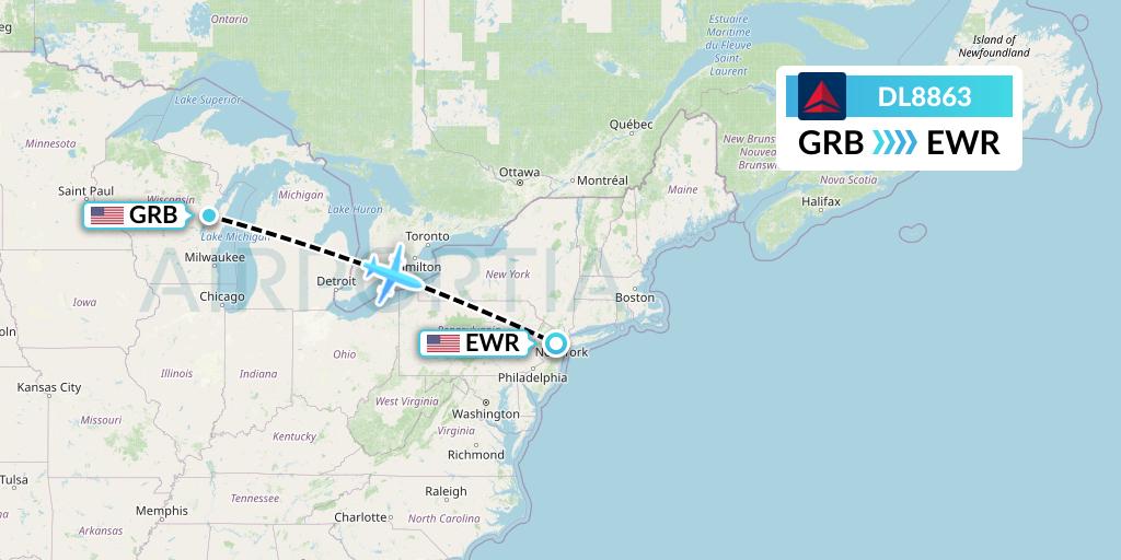 DL8863 Flight Status Delta Air Lines: Green Bay to New York (DAL8863)