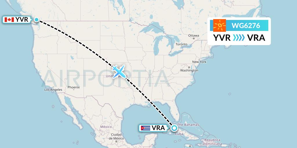WG6276 Flight Status Sunwing Airlines: Vancouver to Varadero (SWG6276)