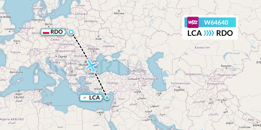 W64640 Flight Status Wizz Air: Larnaca to Radom (WZZ4640)