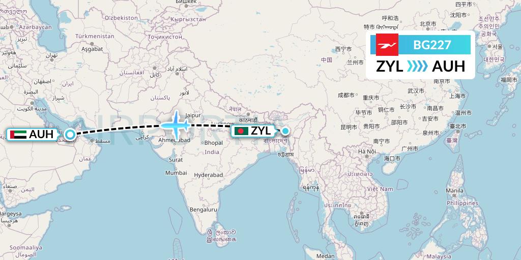 BG227 Flight Status Biman Bangladesh Airlines: Sylhet to Abu Dhabi (BBC227)
