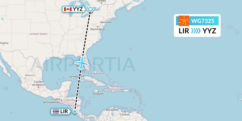 WG7325 Flight Status Sunwing Airlines: Liberia to Toronto (SWG7325)