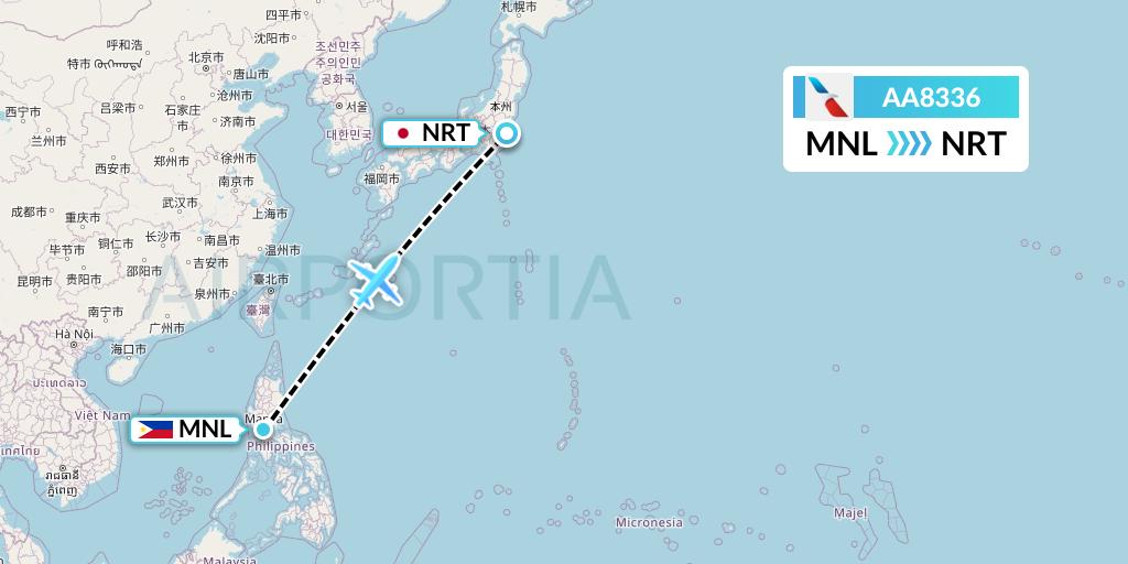 AA8336 Flight Status American Airlines: Manila to Tokyo (AAL8336)