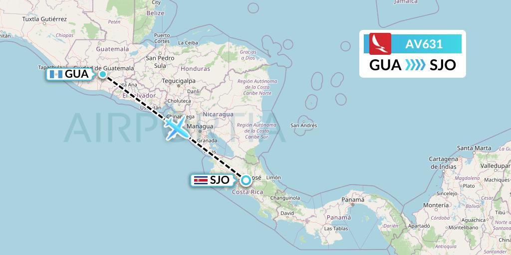 AV631 Flight Status Avianca: Guatemala City to San Jose (AVA631)
