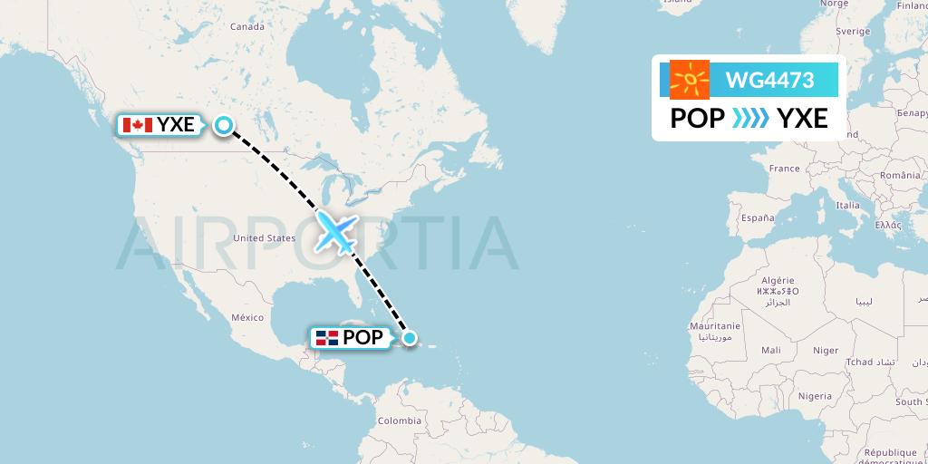 WG4473 Flight Status Sunwing Airlines: Puerto Plata to Saskatoon (SWG4473)