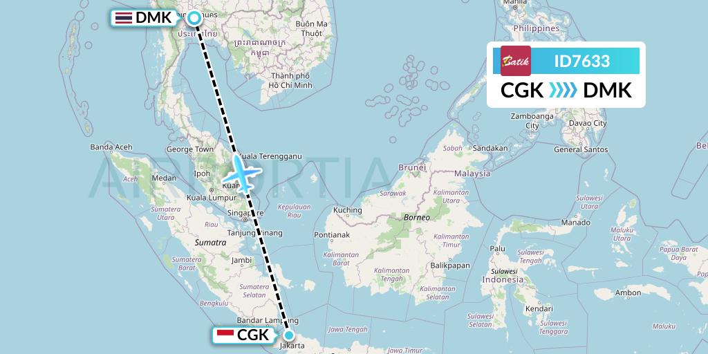 ID7633 Flight Status Batik Air: Jakarta to Bangkok (BTK7633)