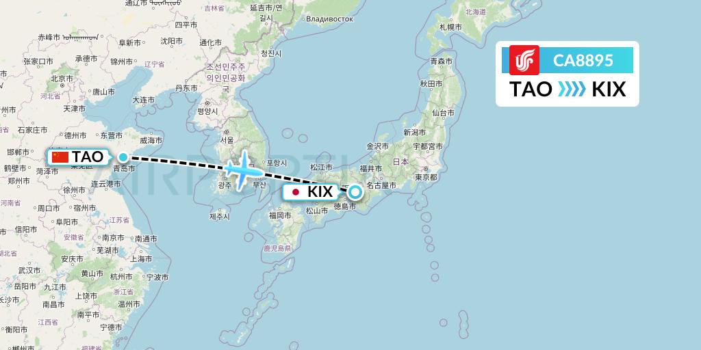 CA8895 Flight Status Air China: Qingdao to Osaka (CCA8895)