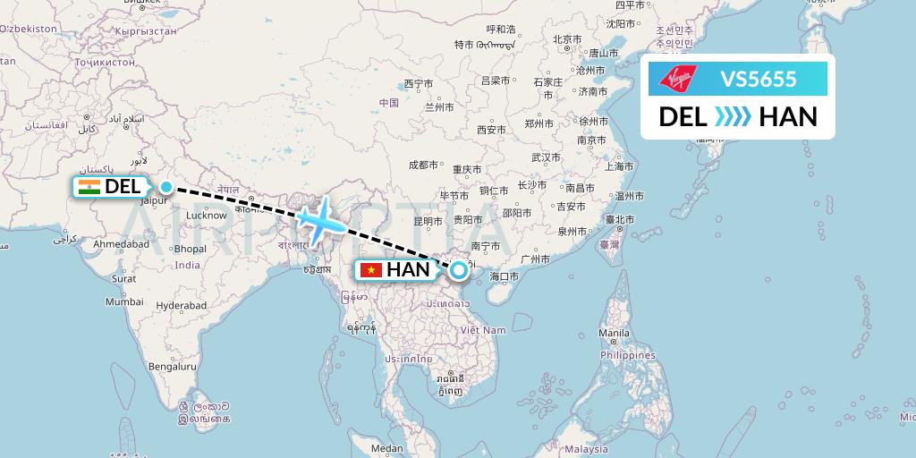 VS5655 Flight Status Virgin Atlantic Airways: Delhi to Hanoi (VIR5655)