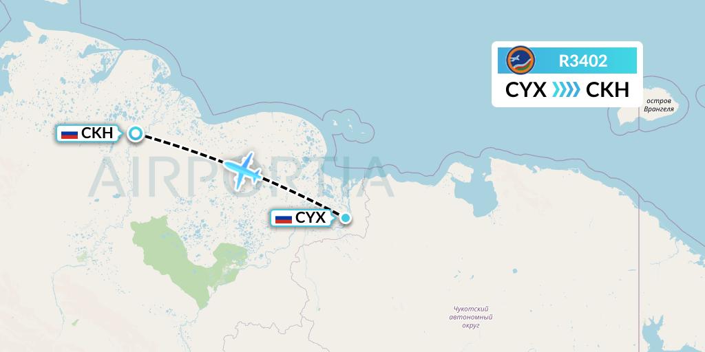 R3402 Flight Status Yakutia Airlines: Cherskiy to Chokurdah (SYL402)