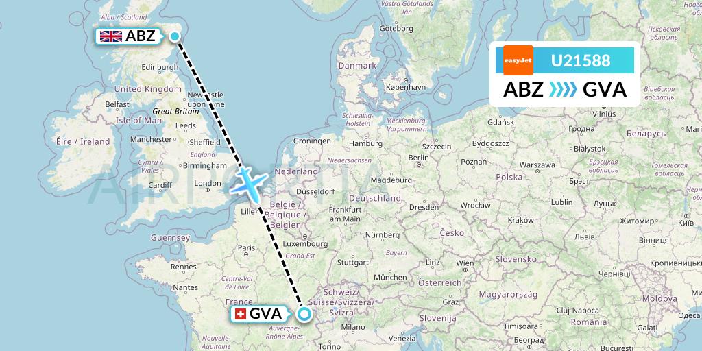 U21588 Flight Status EasyJet: Aberdeen to Geneva (EZY1588)