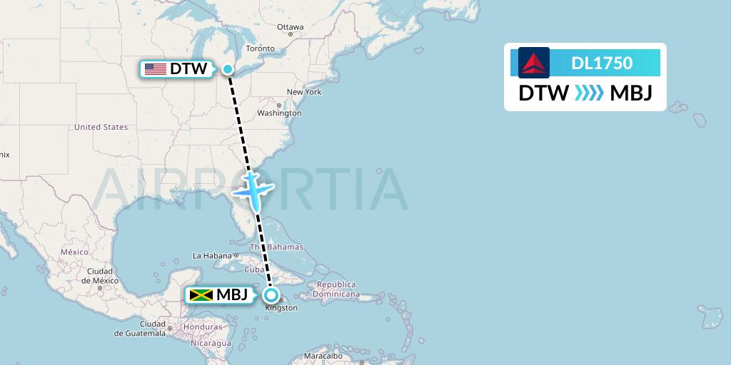 DL1750 Flight Status Delta Air Lines: Detroit to Montego Bay (DAL1750)