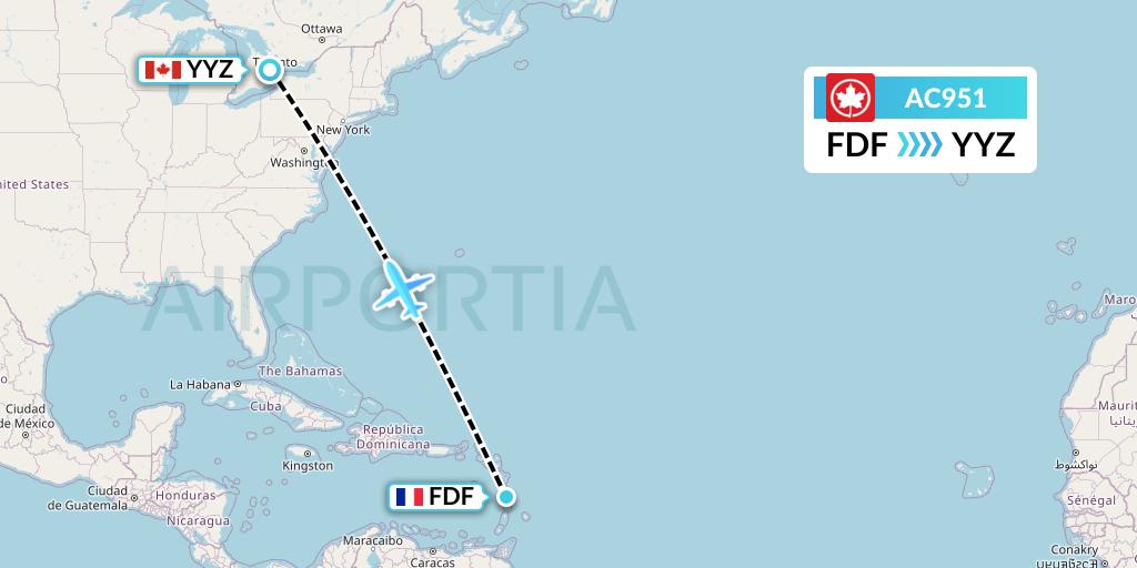 AC951 Flight Status Air Canada: Fort-de-France to Toronto (ACA951)