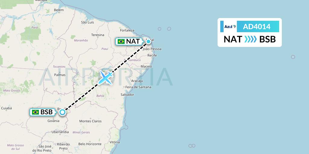 AD4014 Flight Status Azul Brazilian Airlines: Natal to Brasilia (AZU4014)
