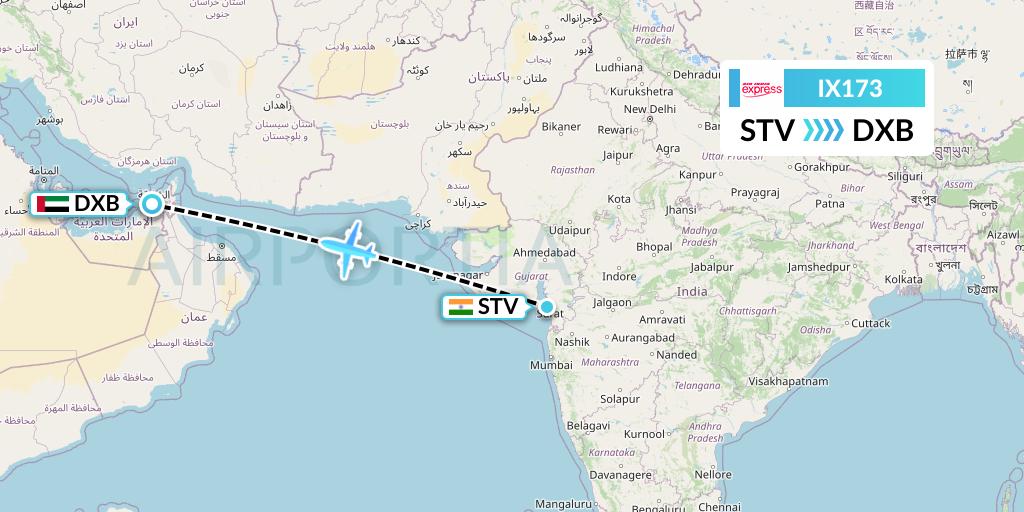 IX173 Flight Status Air India Express: Surat to Dubai (AXB173)