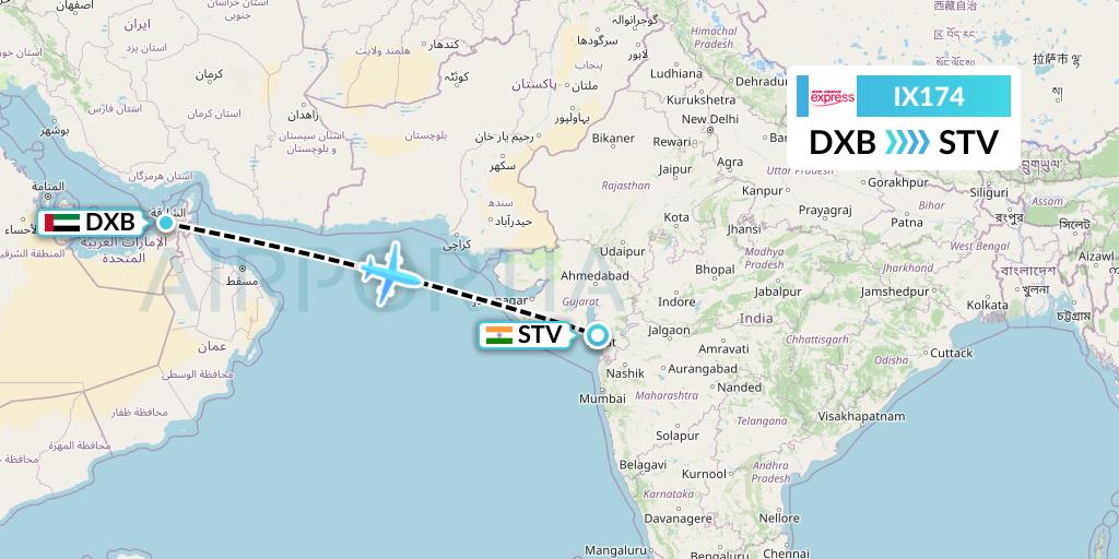 IX174 Flight Status Air India Express: Dubai to Surat (AXB174)