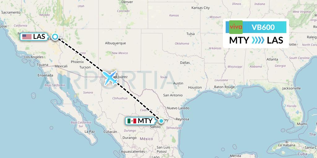 VB600 Flight Status VivaAerobus: Monterrey to Las Vegas (VIV600)