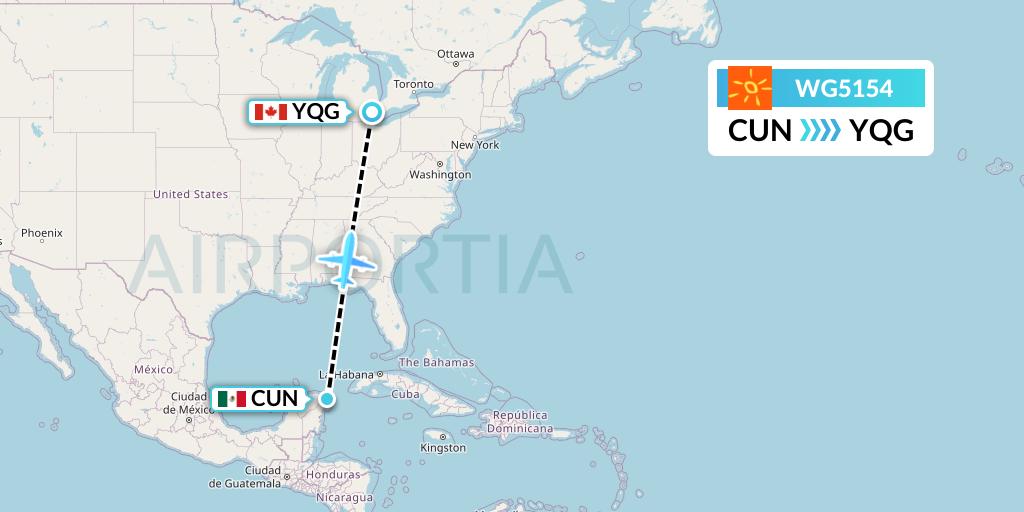 WG5154 Flight Status Sunwing Airlines: Cancun to Windsor (SWG5154)