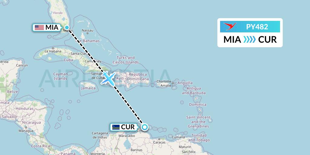 PY482 Flight Status Surinam Airways: Miami to Willemstad (SLM482)