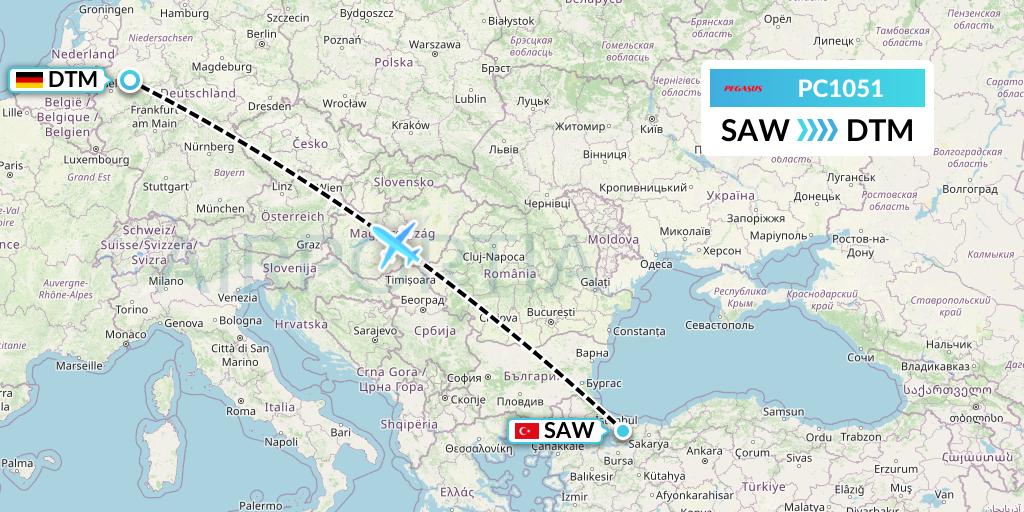 PC1051 Flight Status Pegasus Airlines: Istanbul to Dortmund (PGT1051)