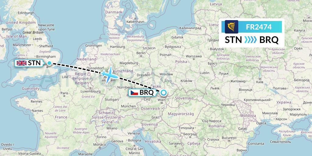 FR2474 Flight Status Ryanair: London to Brno (RYR2474)