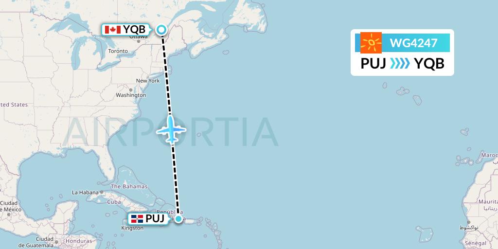 WG4247 Flight Status Sunwing Airlines: Punta Cana to Quebec (SWG4247)