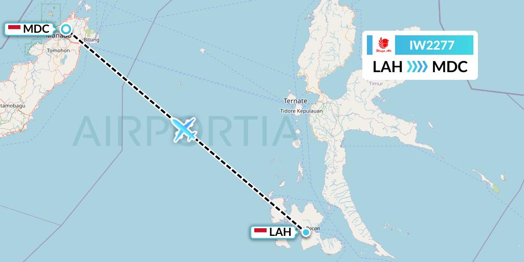 IW2277 Flight Status Wings Air: Labuha-Halmahera Island to Manado (WON2277)