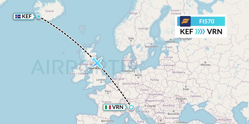 FI570 Flight Status Icelandair: Reykjavik to Verona (ICE570)
