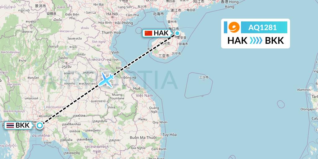 AQ1281 Flight Status 9 Air: Haikou to Bangkok (JYH1281)