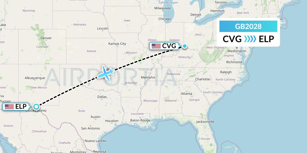 GB2028 Flight Status ABX Air: Cincinnati to El Paso (ABX2028)