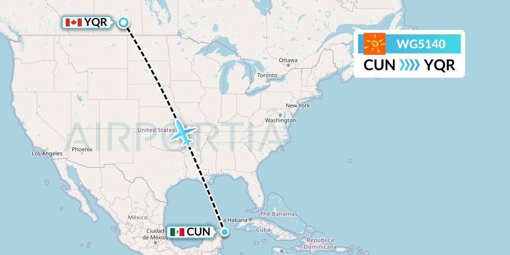 WG5140 Flight Status Sunwing Airlines: Cancun to Regina (SWG5140)