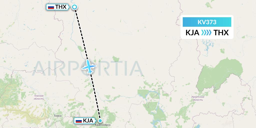 KV373 Flight Status KrasAvia: Krasnoyarsk to Turukhansk (SSJ373)