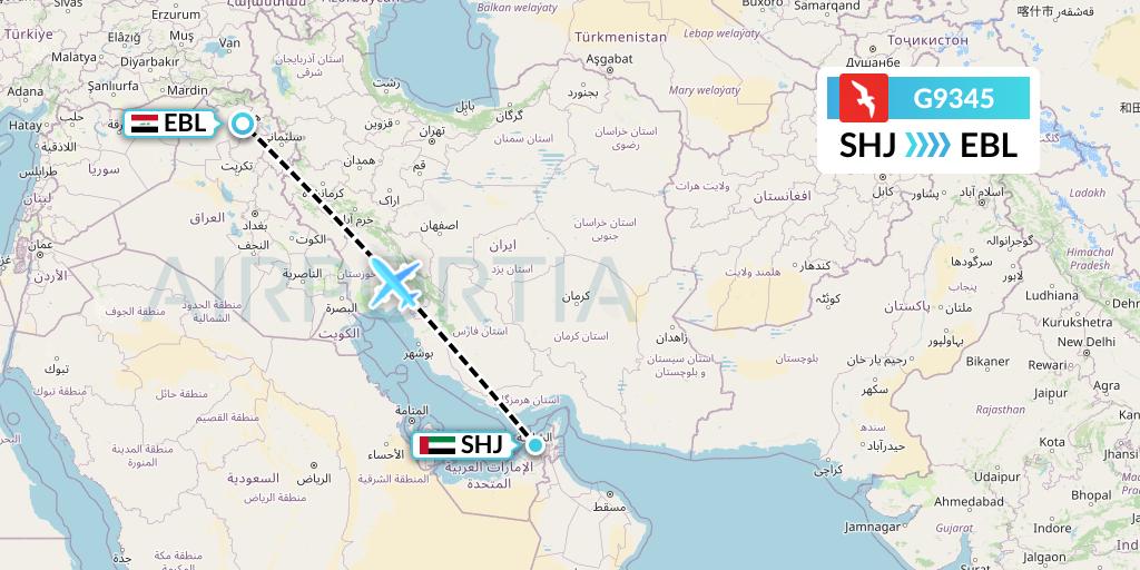 G9345 Flight Status Air Arabia: Sharjah to Arbil (ABY345)