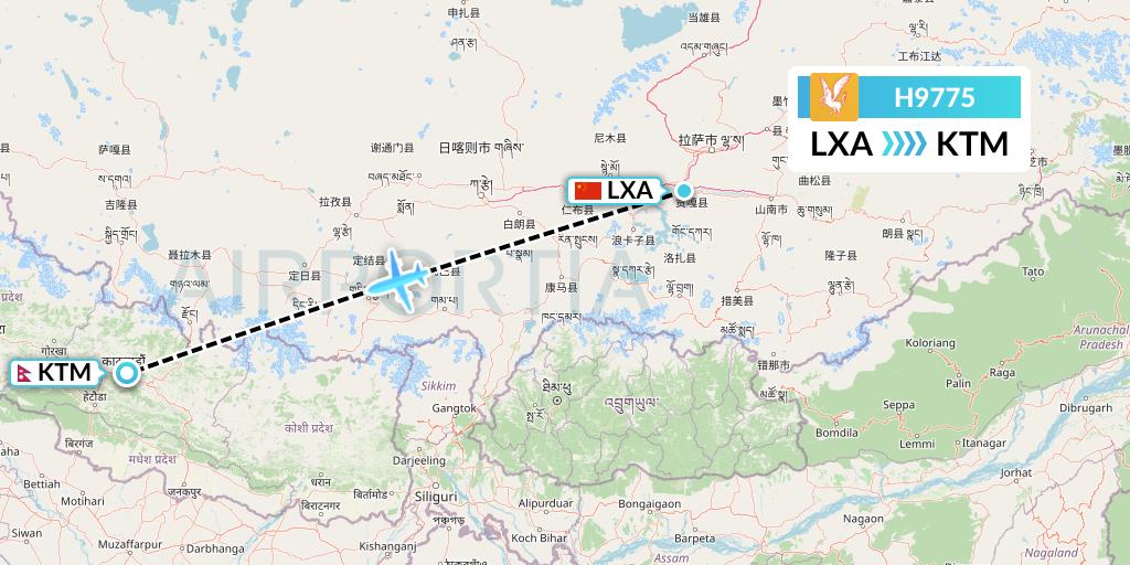 H9775 Flight Status Himalaya Airlines: Lhasa to Kathmandu (HIM775)