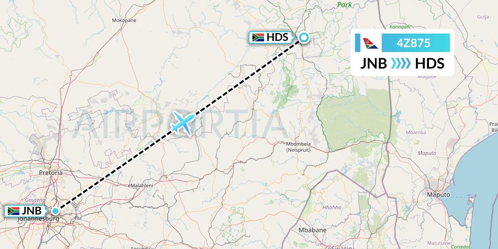 4Z875 Flight Status Airlink: Johannesburg to Hoedspruit (LNK875)