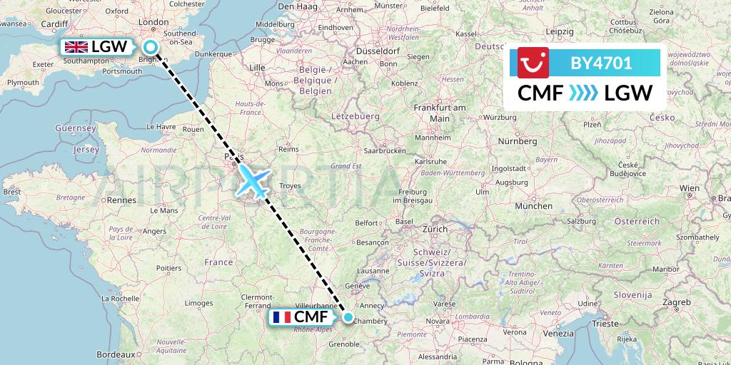 BY4701 Flight Status TUI Airways: Chambery to London (TOM4701)