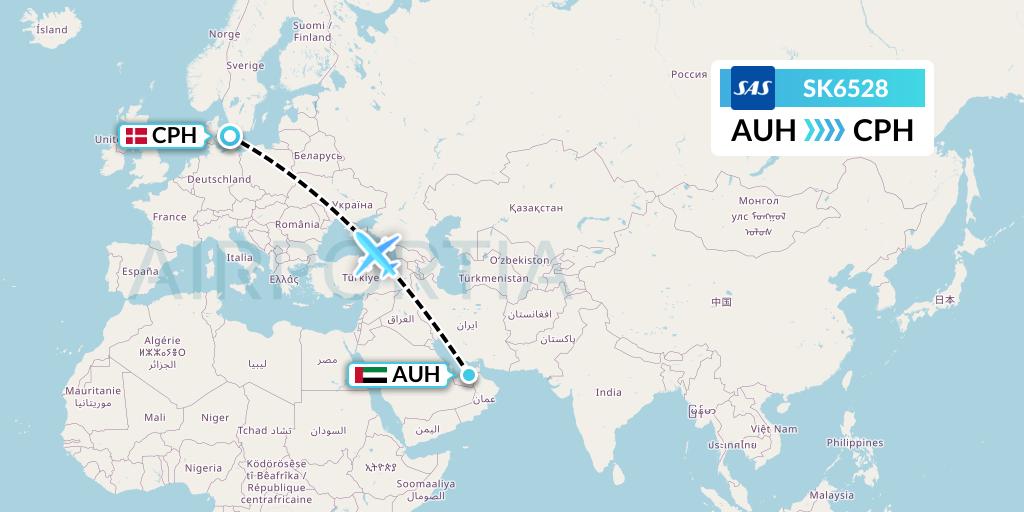 SK6528 Flight Status SAS: Abu Dhabi to Copenhagen (SAS6528)
