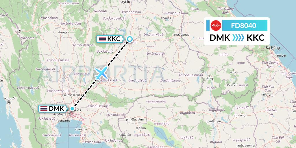FD8040 Flight Status Thai AirAsia: Bangkok to Khon Kaen (AIQ8040)